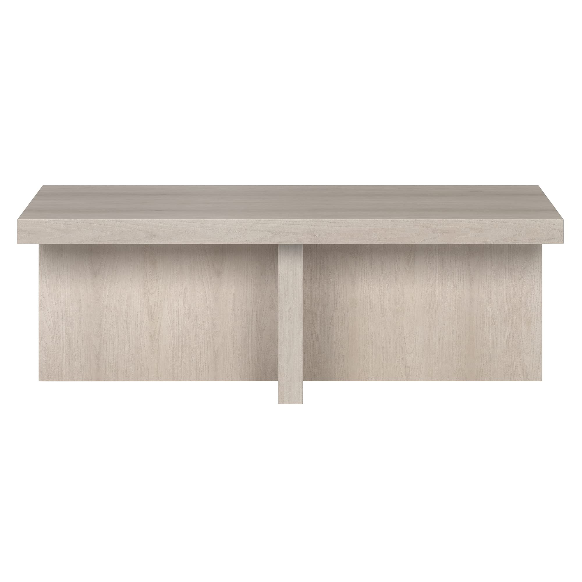 Henn&Hart 44" Wide Rectangular Coffee Table in Alder White, for Home, Living Room, Bedroom, Entertainment Room, Office