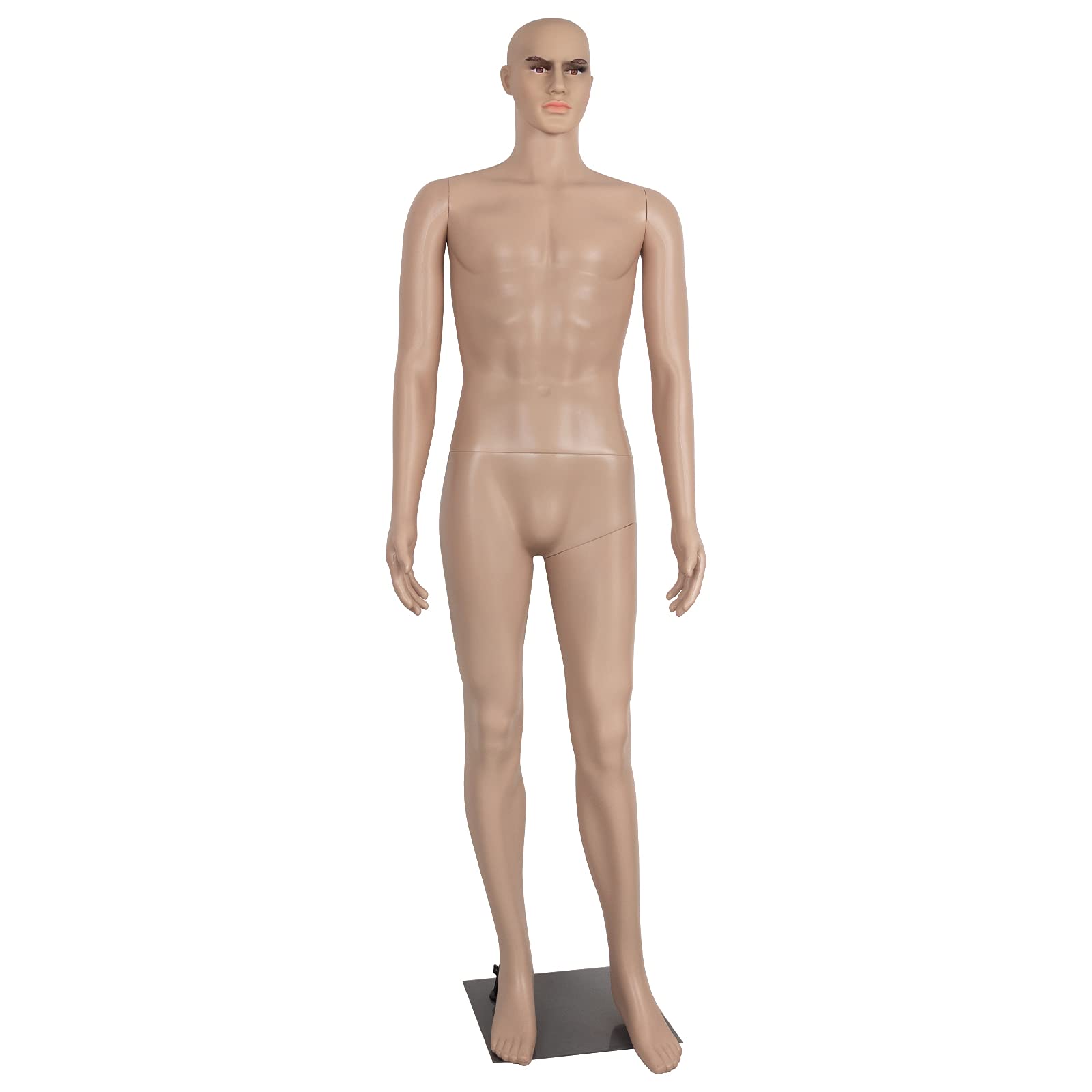 Male Mannequin Full Body Sewing Dress Form Model Mannequins Torso 73 Inches Adjustable Manikin Body Clothing Realistic Men Mannequin Display Head Arm Rotation Metal Base