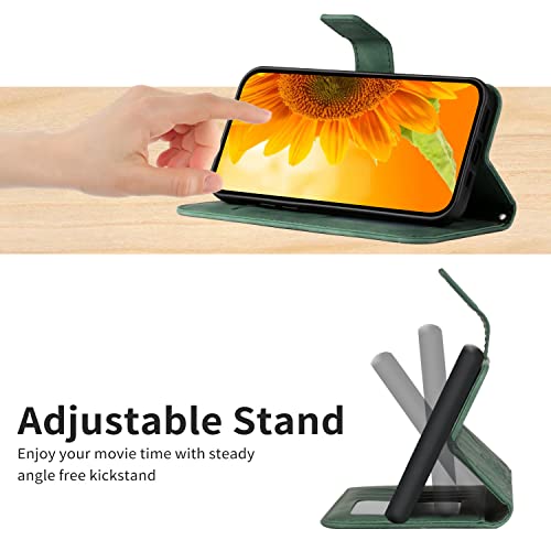 ONV Wallet Case Compatible with Samsung Galaxy S9 Plus - 1.5M Strap Glitter Shinny Sunflower Flip Leather Case Card Slot Shockproof Kickstand Magnetic Cover for Samsung Galaxy S9 Plus [HT] -Green-T
