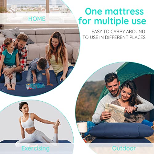 WAVV 4 inch Full Futon Mattress,Updated Japanese Floor Mattress Thicken Tatami, Foldable Sleeping Roll up Mattress with CertiPUR-US Certified Breathable Cover for Guest, Kids Floor Pad,Camping