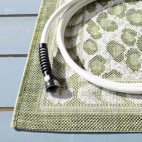 SAFAVIEH Courtyard Collection Runner Rug - 2'3" x 12', Light Green & Ivory, Leopard Print Design, Non-Shedding & Easy Care, Indoor/Outdoor & Washable-Ideal for Patio, Backyard, Mudroom (CY6100-52712)