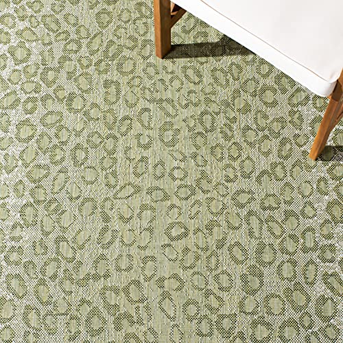 SAFAVIEH Courtyard Collection Runner Rug - 2'3" x 12', Light Green & Ivory, Leopard Print Design, Non-Shedding & Easy Care, Indoor/Outdoor & Washable-Ideal for Patio, Backyard, Mudroom (CY6100-52712)