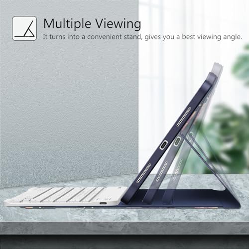 Fintie Keyboard Case for iPad 10th Generation 10.9 Inch Tablet (2022 Release) with Pencil Holder - Soft TPU Back Cover with Magnetically Detachable Bluetooth Keyboard, Blooming Hibiscus