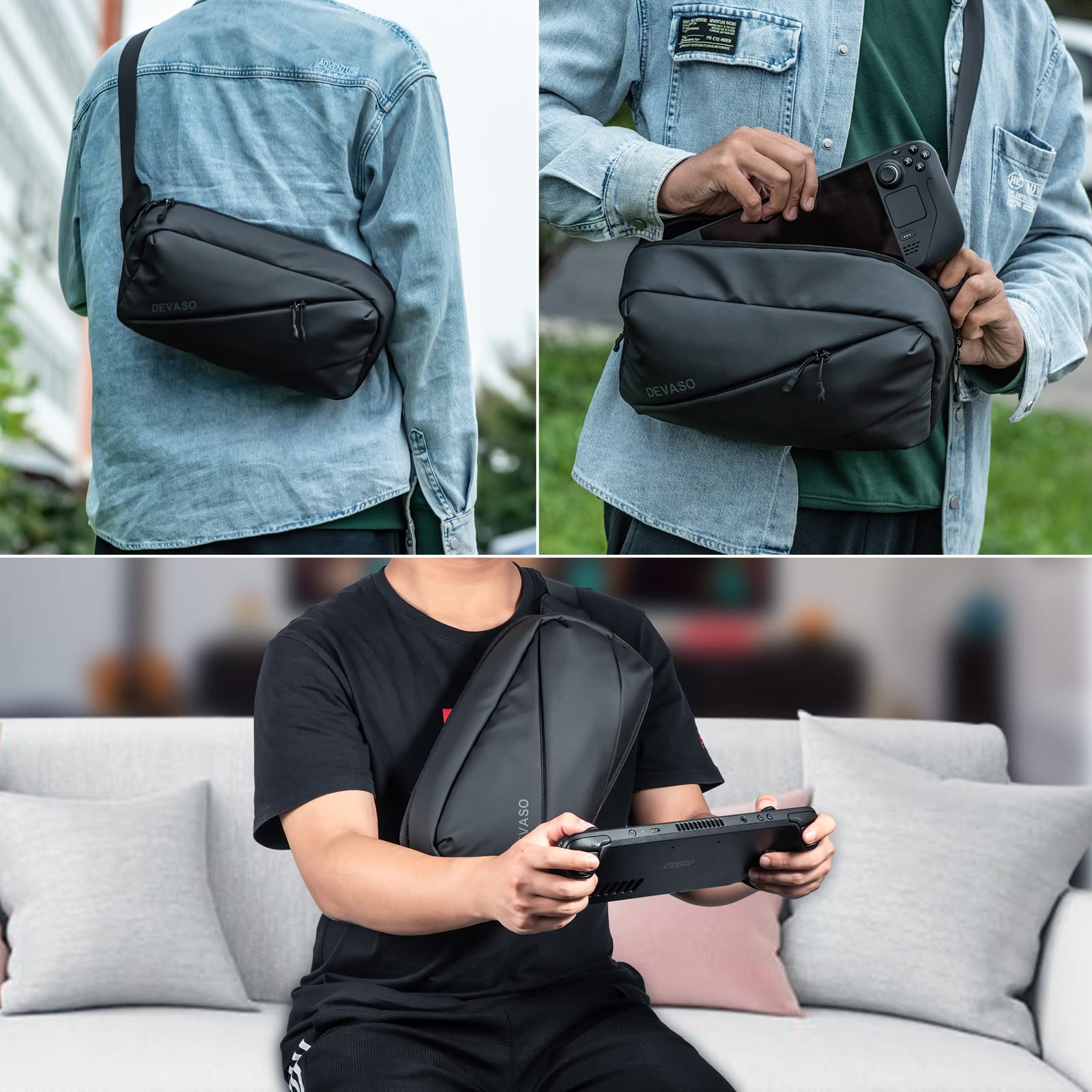 DEVASO Carrying Case for ASUS ROG Ally X, Storage Bag with Multi-Pockets Fit ROG Ally X 2024, Dock Station and Other Accessories, Everyday Carry Bag for Travel