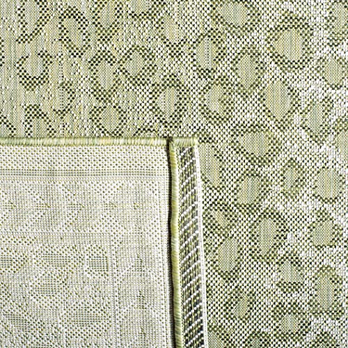 SAFAVIEH Courtyard Collection Runner Rug - 2'3" x 12', Light Green & Ivory, Leopard Print Design, Non-Shedding & Easy Care, Indoor/Outdoor & Washable-Ideal for Patio, Backyard, Mudroom (CY6100-52712)