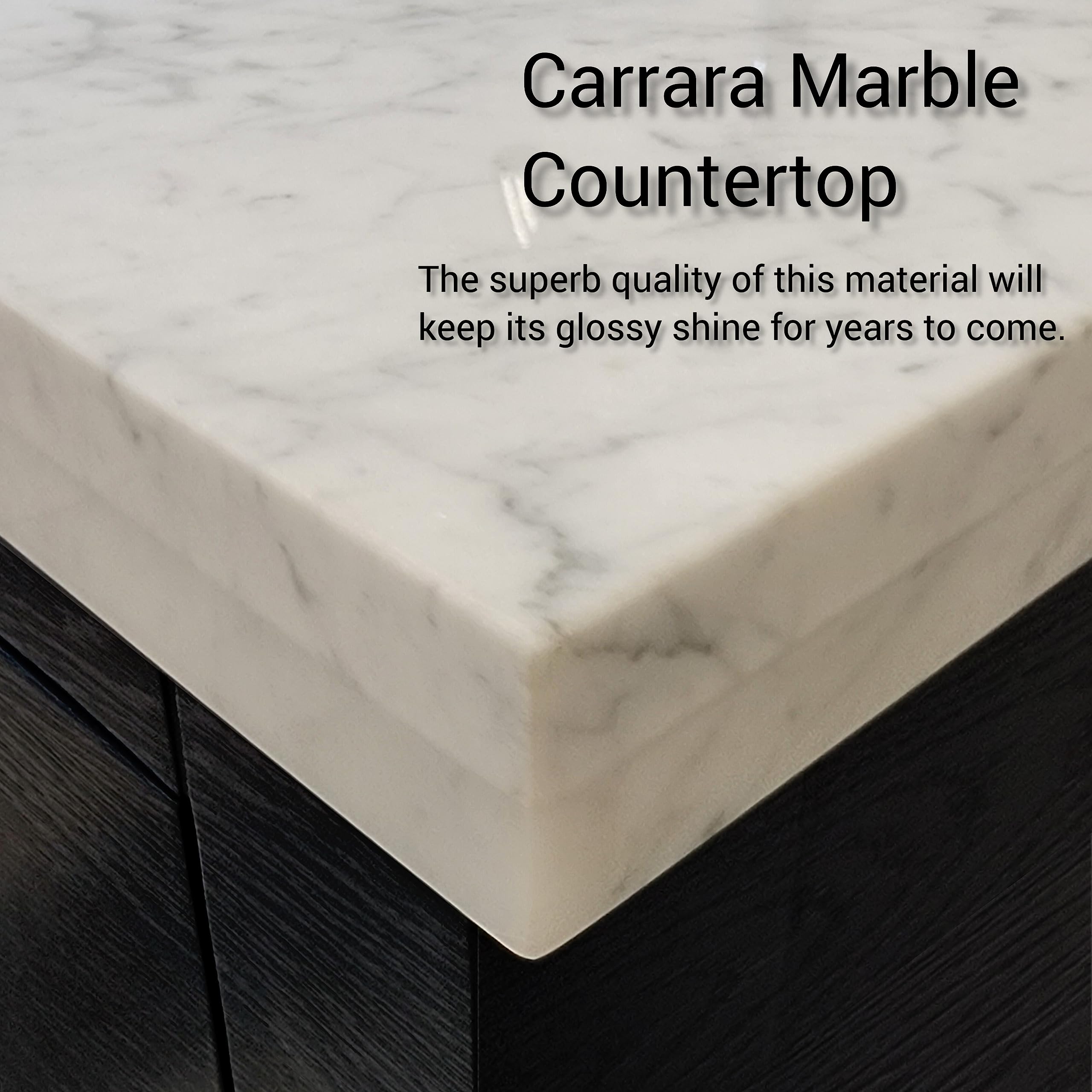 Bell+Modern Harbor 60 in W x 22 in D Grey Oak Double Bath Vanity and Carrara Marble Top
