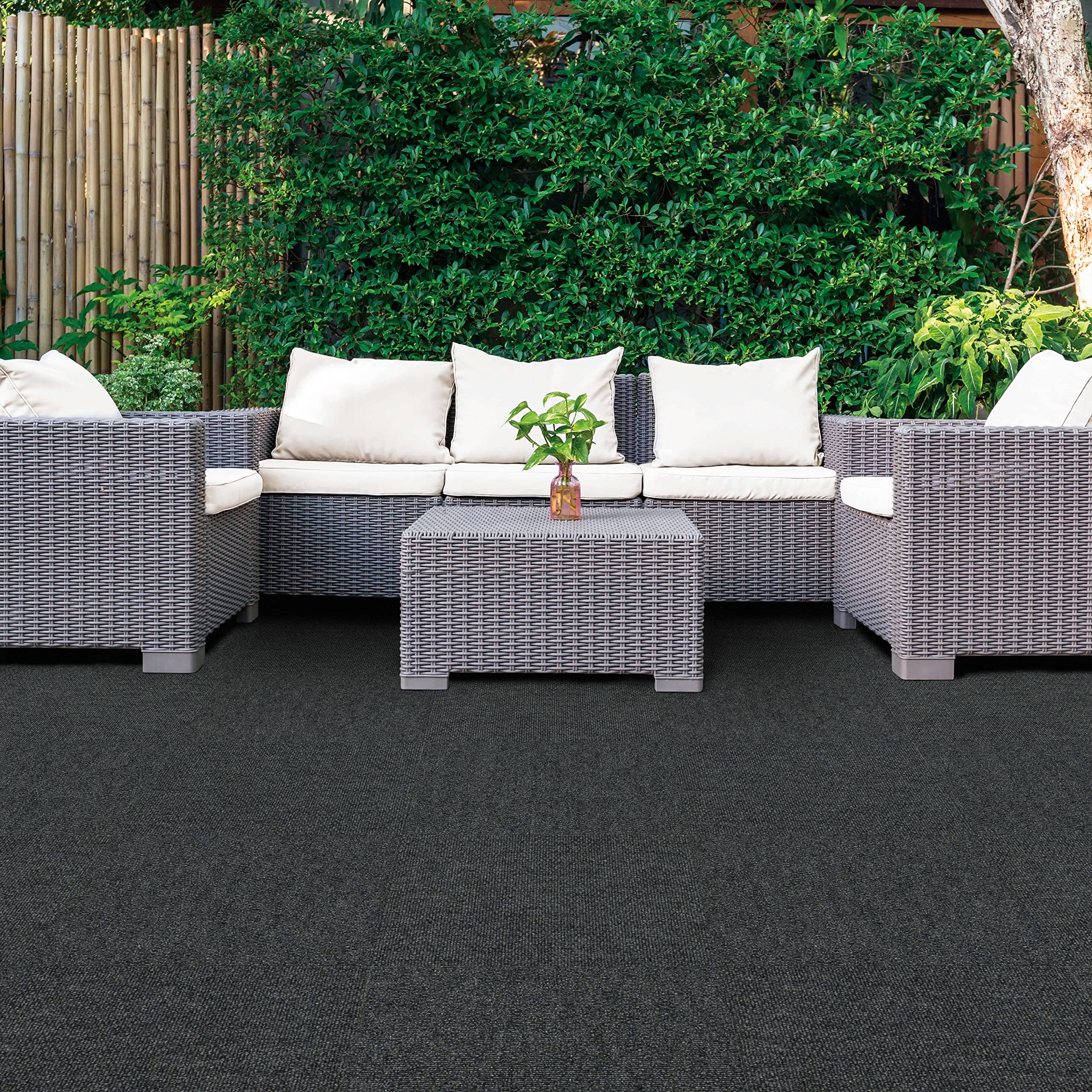 Mohawk Home 18" x 18" Indoor/Outdoor 0.25" Pile Height, Peel and Stick Carpet Tile, Grey Polyester, (10 Tiles) (22.5 sqft/Box)