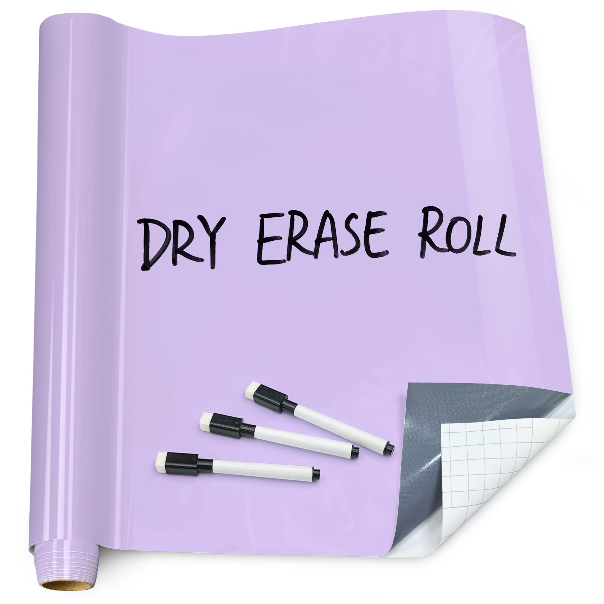 T&W SAME FILM White Board Dry Erase-Colorful Whiteboard Wall Sticker Roll 17.3''X78.7''-Self Adhesive Dry Erase Paper for Desk/Glass/Fridge/Office/Door/Classroom/Kids/Adults-3 Marker-Purple