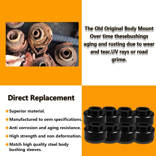 7-141 Body Cab Mounts for 1999-2014 Chevy Silverado & Sierra 1500/2500 2WD/4WD ββ Body Mount Bushing Kit (24PCS Black)