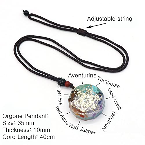 HXSCOO 7 Chakra Stones Healing Crystals Metatron Cube Resin Pendant Spiritual Enhance Set Gift Box (Color : with Gift Box)