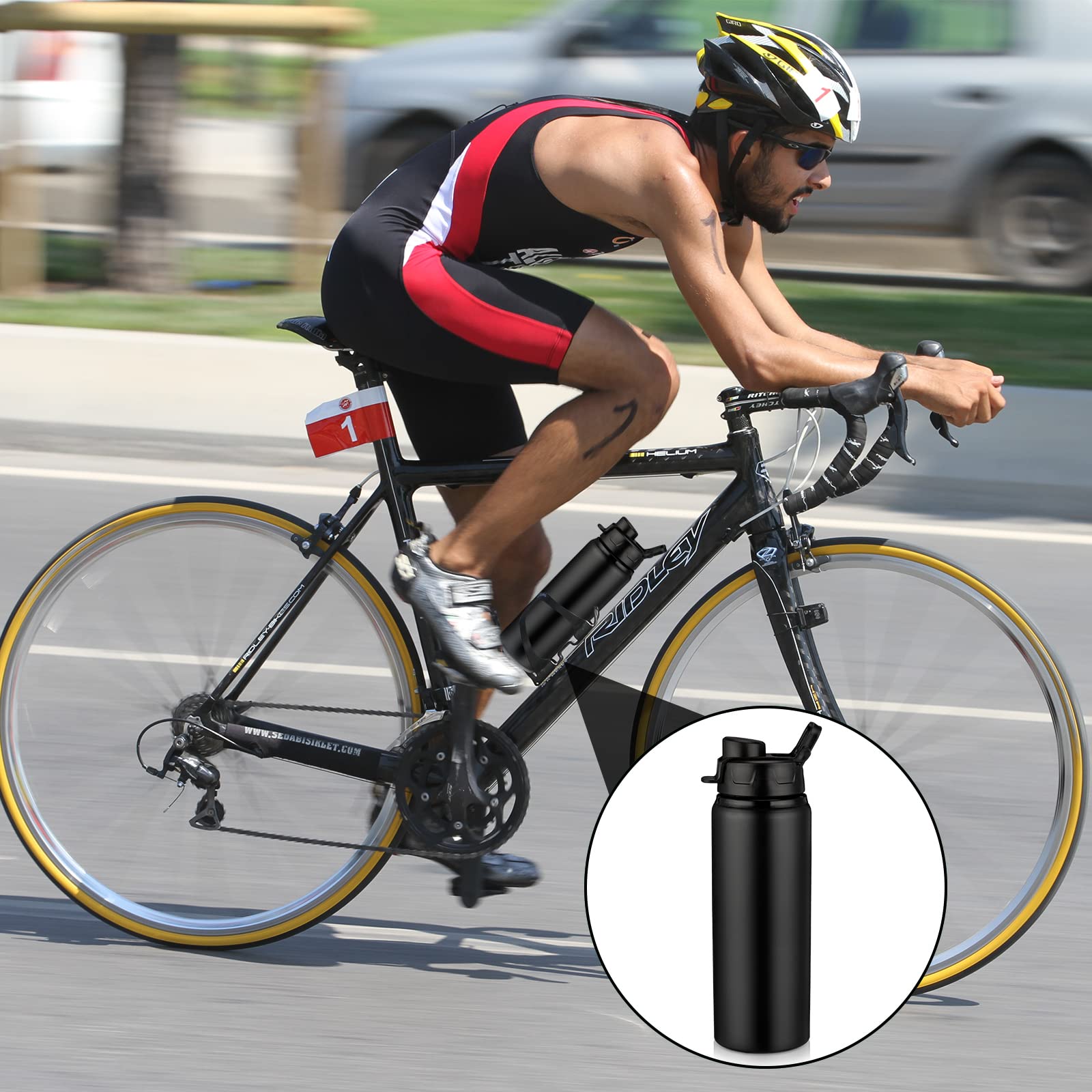 Shellwei 10 Pcs Aluminum Metal Water Bottles Bulk 24 oz Lightweight Leak Proof Sports Water Bottle with Snap Lid Reusable Bottle for Travel Camping Hiking(Black)