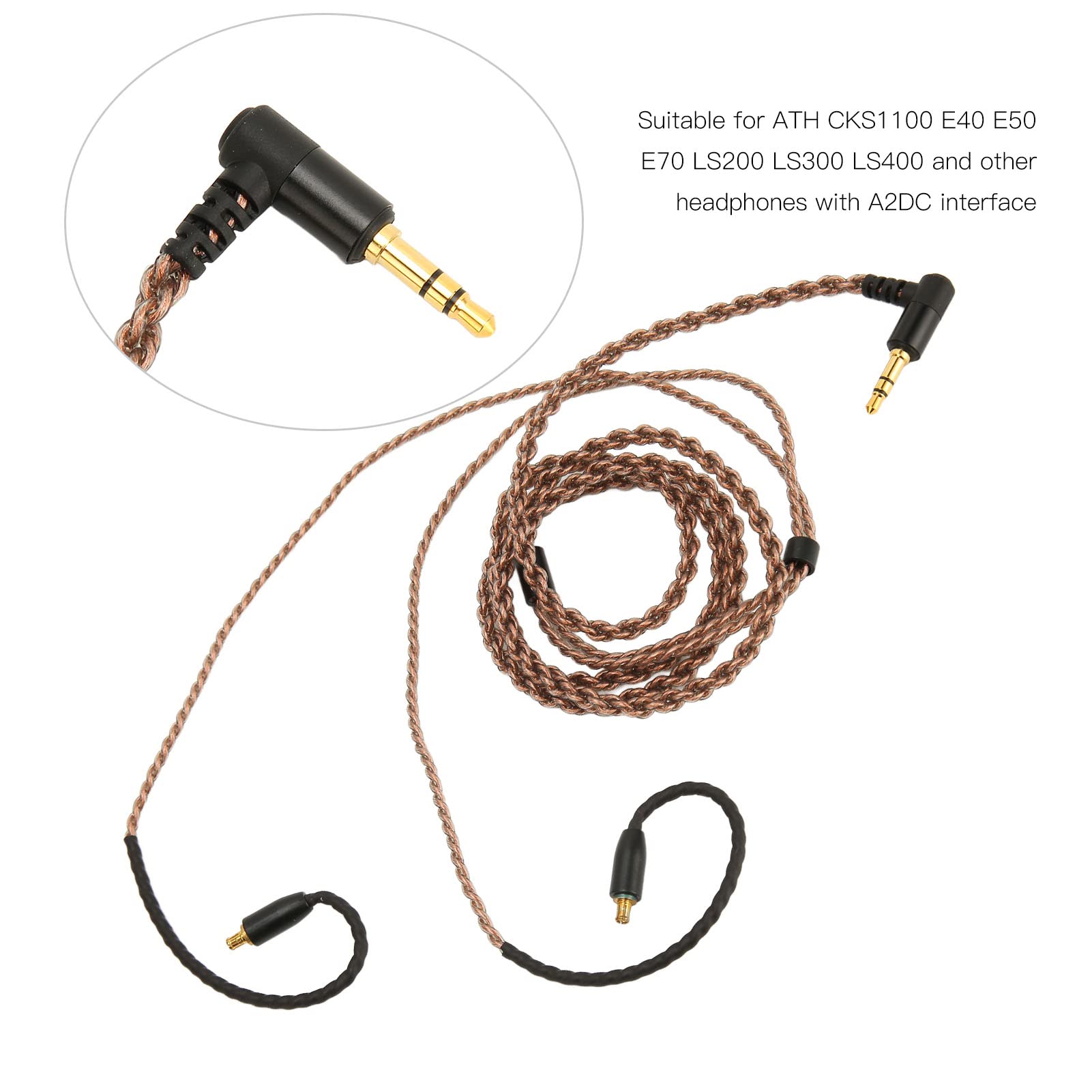 Earphone Replacement Cable, Rustproof Headphone Sound Cable Prevent Stethoscope Effect Oxygen Free Copper Clear for LS400 for CKR100 for LS200 for E40