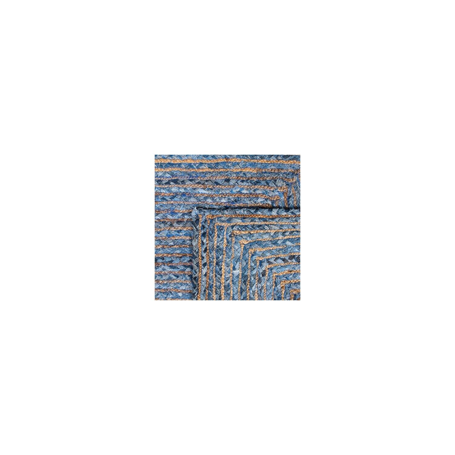 SAFAVIEH Cape Cod Collection Runner Rug - 2'3" x 12', Blue & Natural, Handmade Boho Braided Jute & Cotton, Ideal for High Traffic Areas in Living Room, Bedroom (CAP202M)