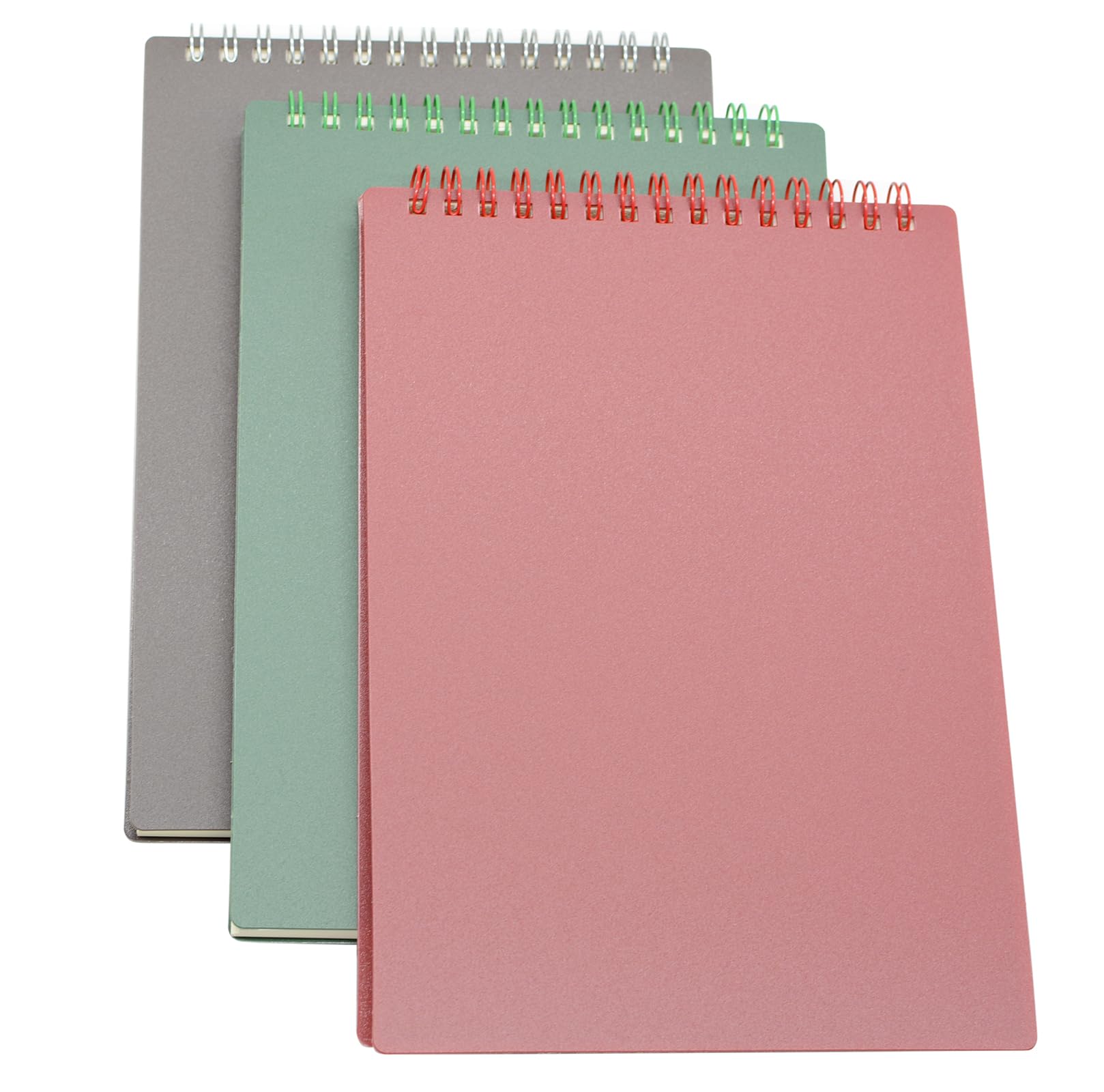 Yansanido Top Bound Spiral Notebook, 3 Pcs 3 Color A5 Size Thick Plastic Hardcover 8mm Ruled Paper 80 Sheets (160 Pages) Journal for School and Office Supplies (Dark Color)