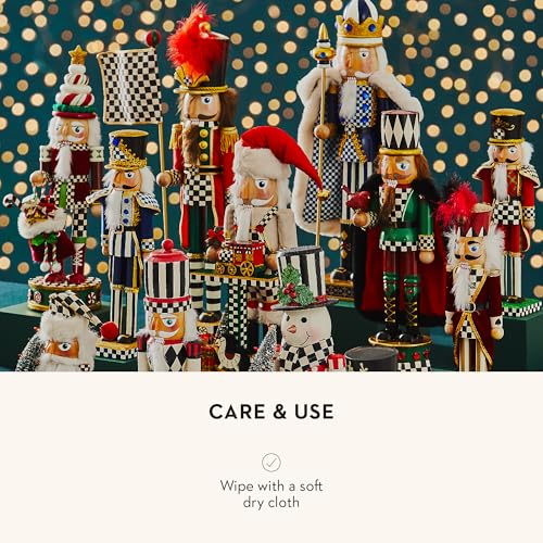MACKENZIE-CHILDS Decorative Nutcracker Figurine, Wooden Nutcracker Christmas Home Decor, Christmas