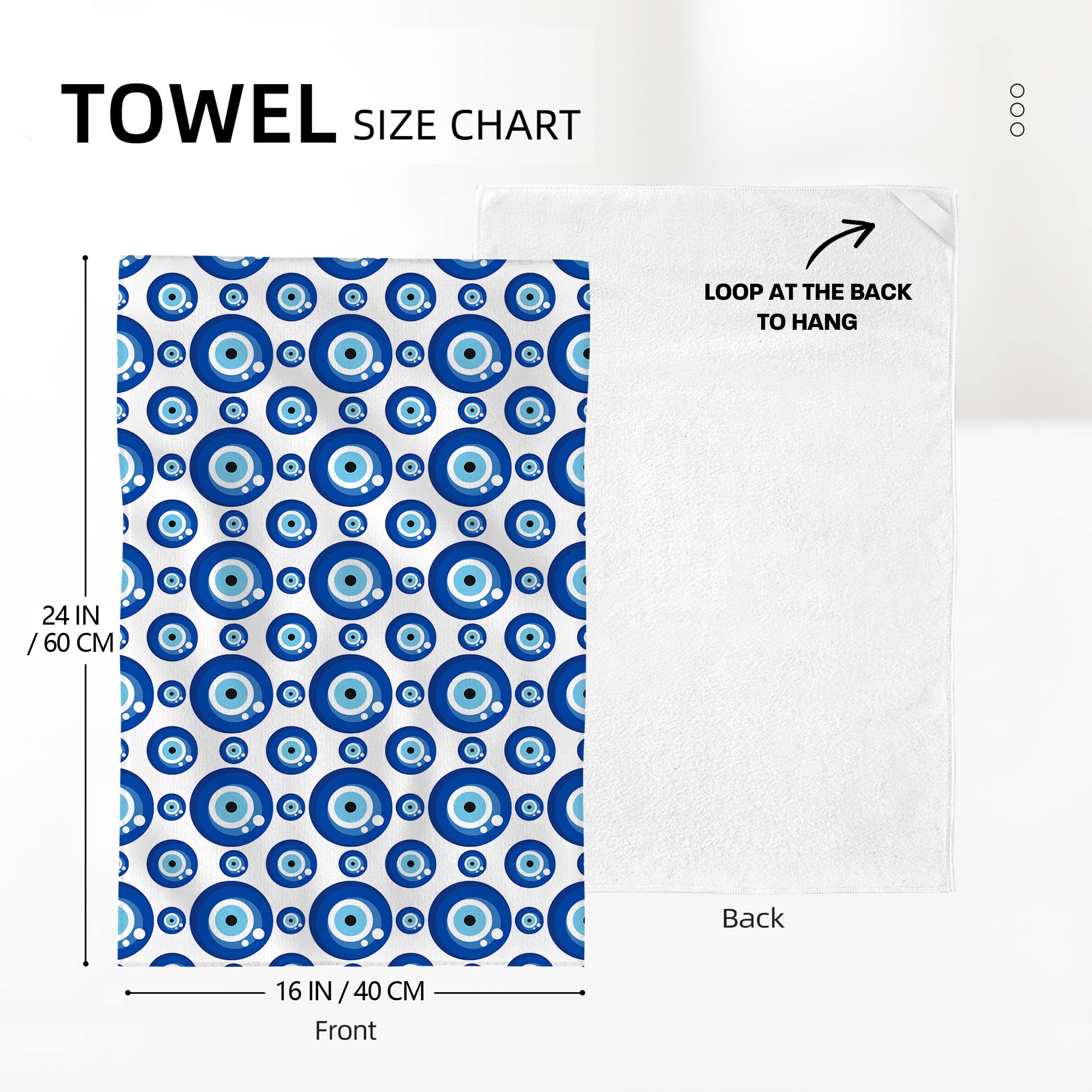 Bapcoku Blue Evil Eyes Kitchen Dish Towels 16"x 24" Cotton Absorbent Drying Cloth Tea Towels Hand Towels 2 Pack for Cooking Baking Farmhouse Home Decor