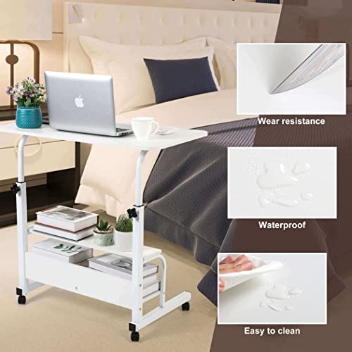 Fuwobriva Laptop Desk Removable and Adjustable Height Table for Table Lazy Sofa Table Office Desk Home Student Writing Desk Desk, Small Standing Desk with Storage TV Tray Table, Beige (desk01)