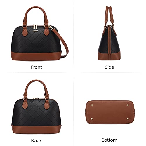 LOVEVOOK Small Purse Crossbody Bags for Women Quilted-Black/Brown