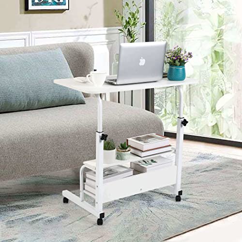 Fuwobriva Laptop Desk Removable and Adjustable Height Table for Table Lazy Sofa Table Office Desk Home Student Writing Desk Desk, Small Standing Desk with Storage TV Tray Table, Beige (desk01)
