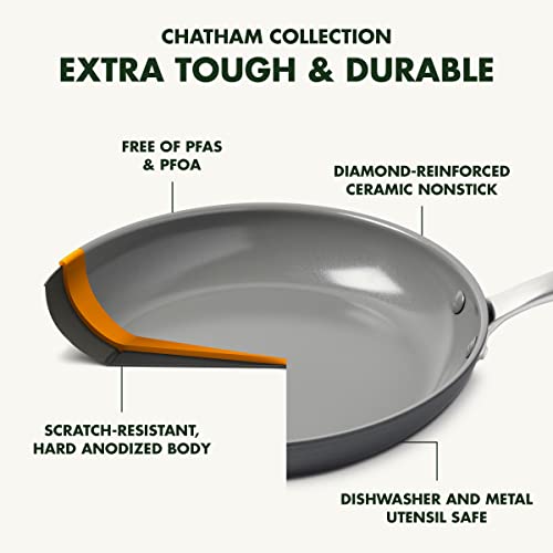 GreenPan Chatham Hard Anodized Healthy Ceramic Nonstick, 1.1QT and 2.1 QT Saucepan Set with Lids, PFAS-Free, Dishwasher Safe, Oven Safe, Gray