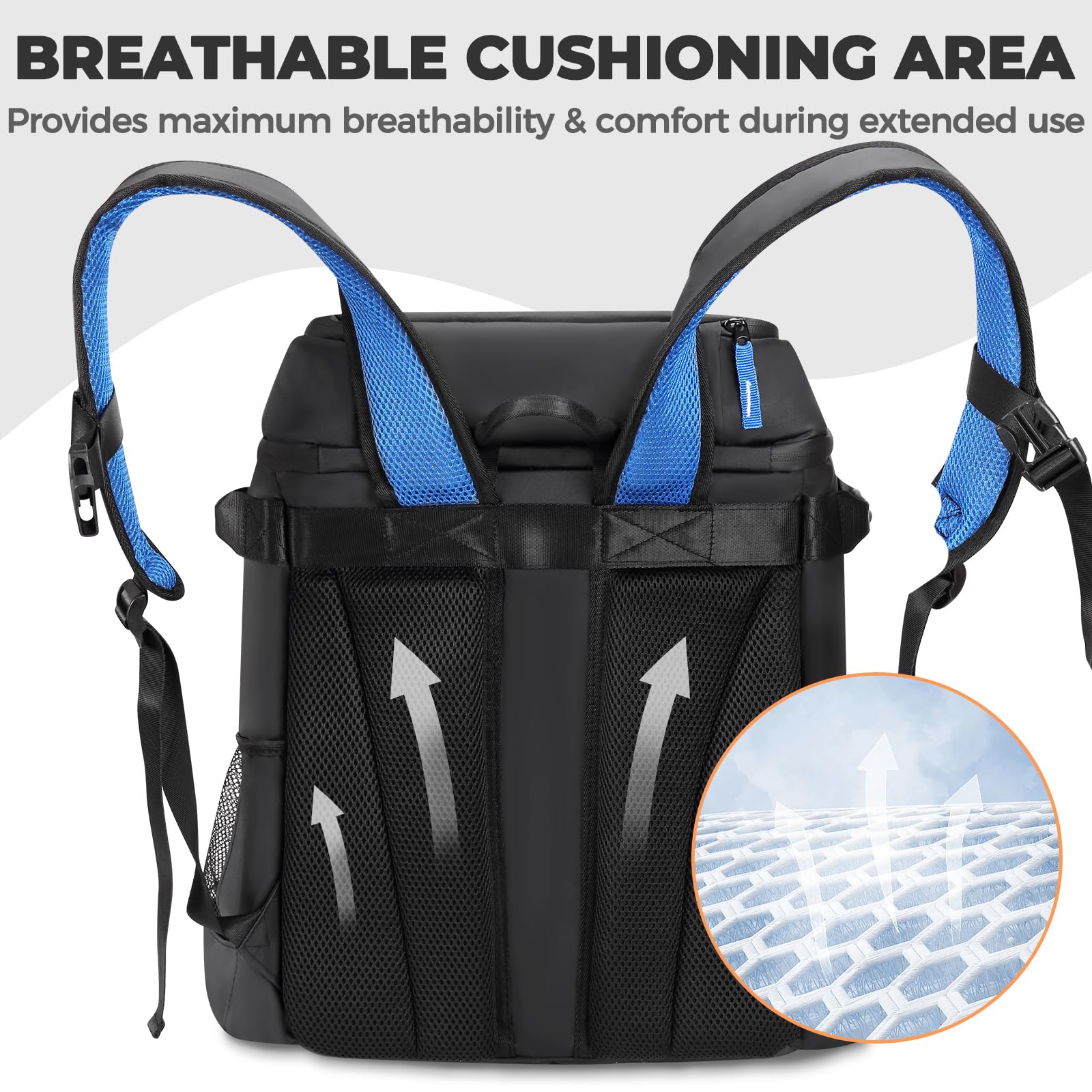 Heytrip Cooler Backpack 36 Cans Insulated Cooler Bag, Keep Freeze for 20 Hours, Waterproof & Leak-Proof Cooler with Multi-Compartments(Black)