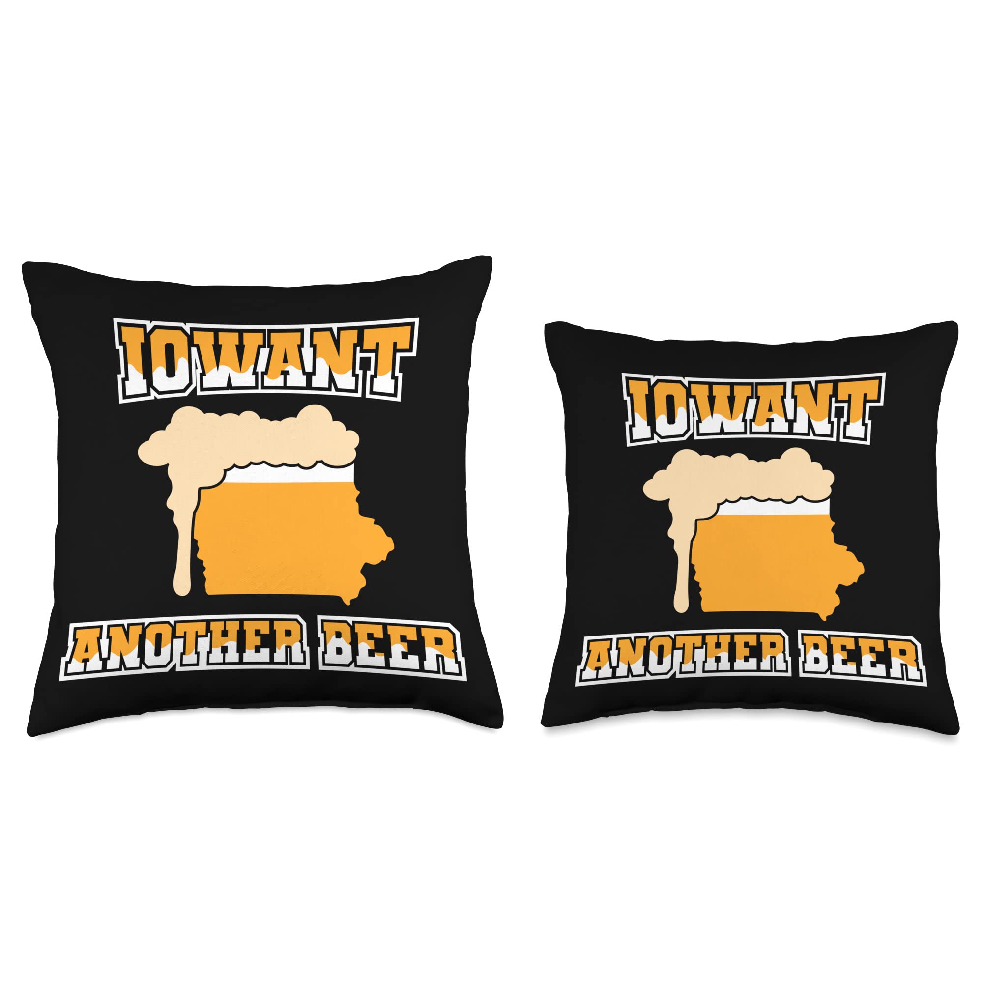 Iowa State Map USA Flag Beer Drinking Fun Funny Beer Distressed Iowa State Map Throw Pillow, 16x16, Multicolor