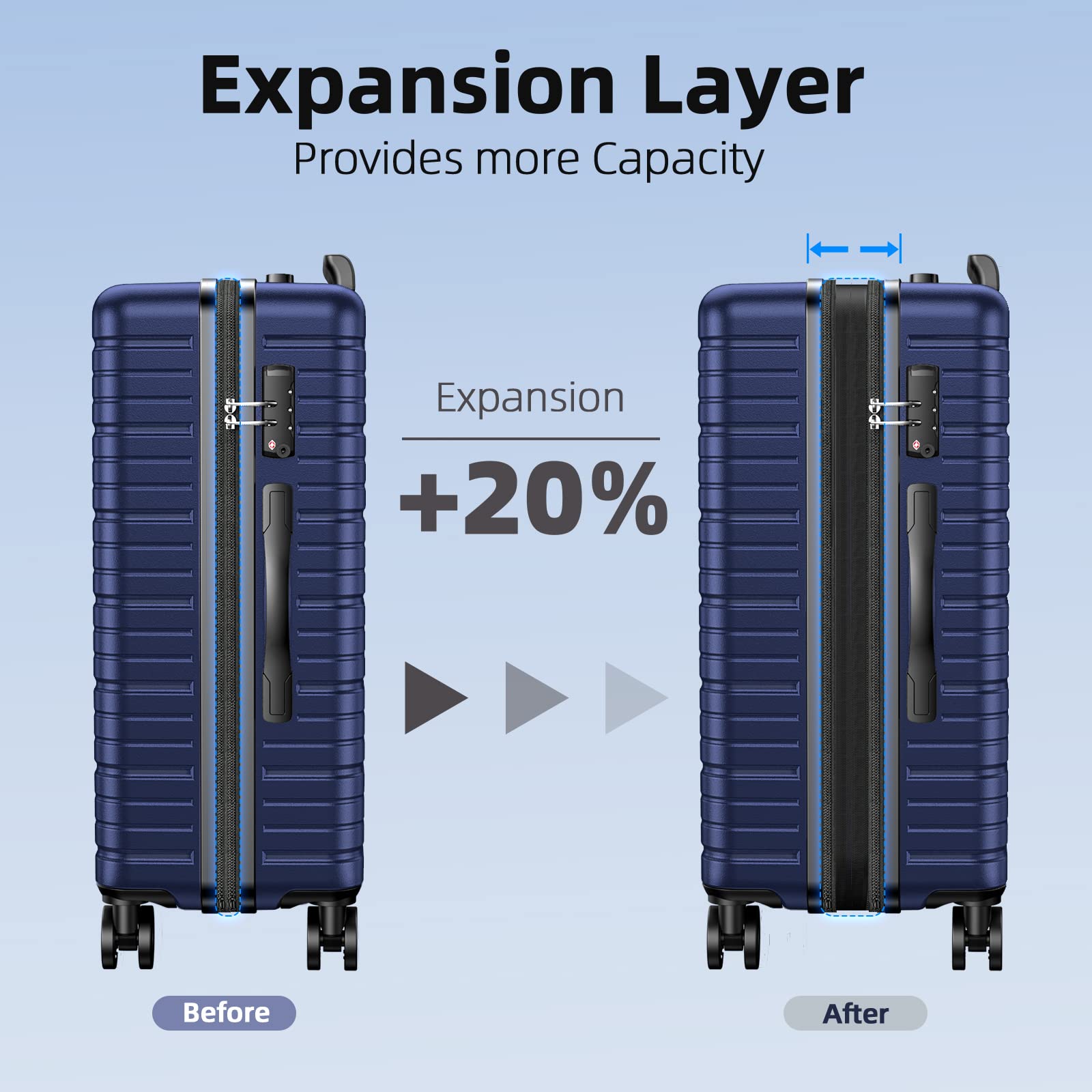BEOW Luggage Sets 4 Piece Hardside Expandable Luggage Set Clearance Suitcase Sets with Wheels TSA Lock 16''20''24''28''(Deep Blue)