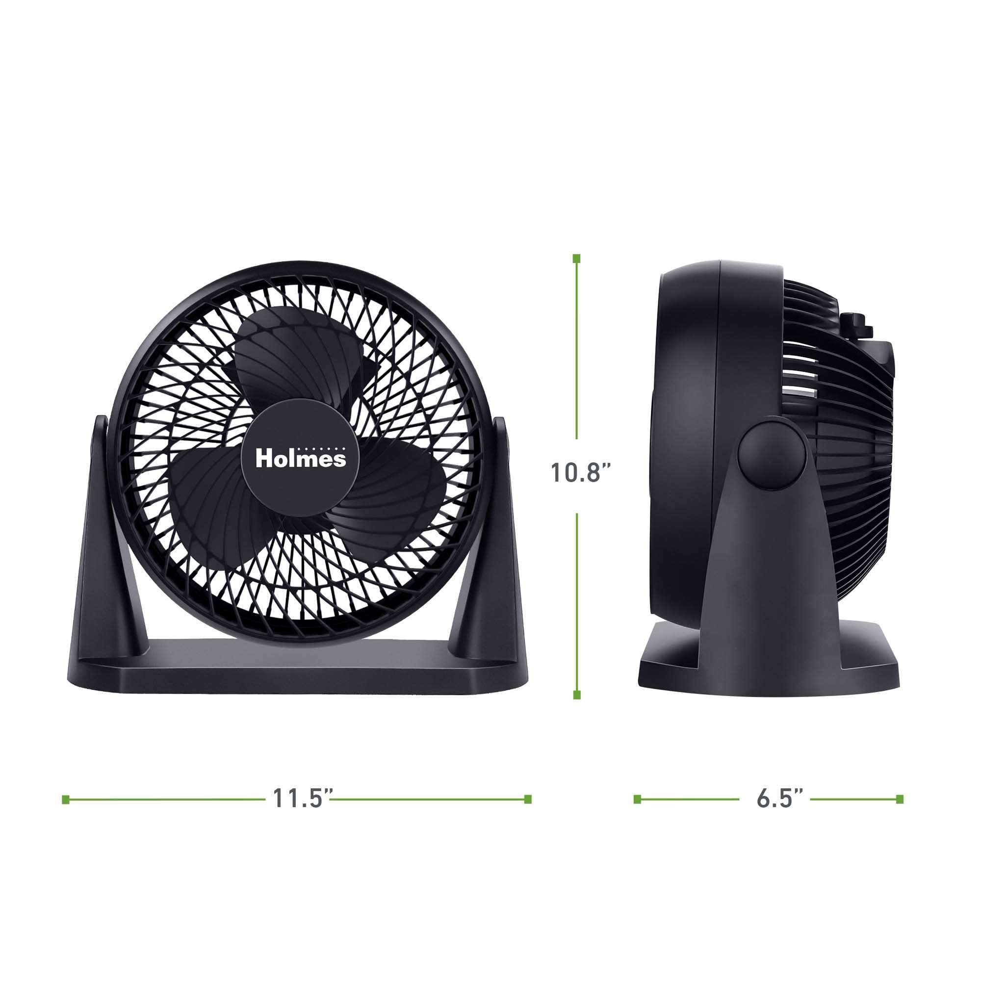 Holmes 8" Air Circulator Fan, 3 Speeds, 90° Adjustable Head Tilt, Wall Mountable, Ideal for Home, Bedroom, Kitchen or Office, Black