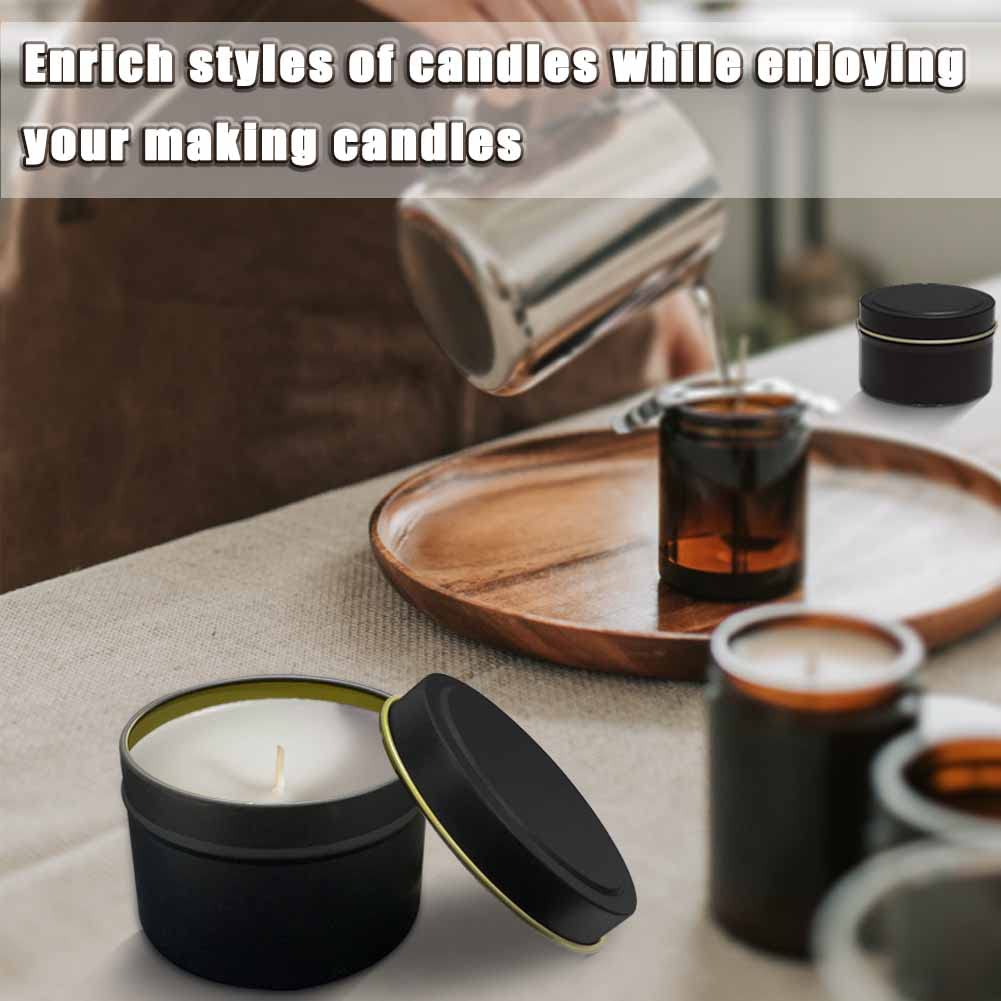 Bunhut Candle Tins,24 Pack 8oz Candle Tins for Making Candles,Bulk Candle Jars with Lids,Candle Containers for DIY Candle Making,Black Candle Tins,Empty Candle Jars for Making Candles (black-8 oz)