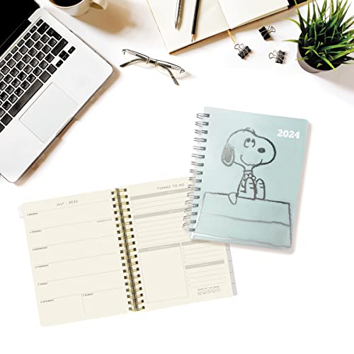 Graphique 2024 Spiral Frosted Cover Planner | 18 Month Organizer July 2023 - Dec. 2024 | Weekly & Monthly Spreads | To-Do & Note List | Reference Tabs | Reminder Stickers | Snoopy House | 6” x 8”