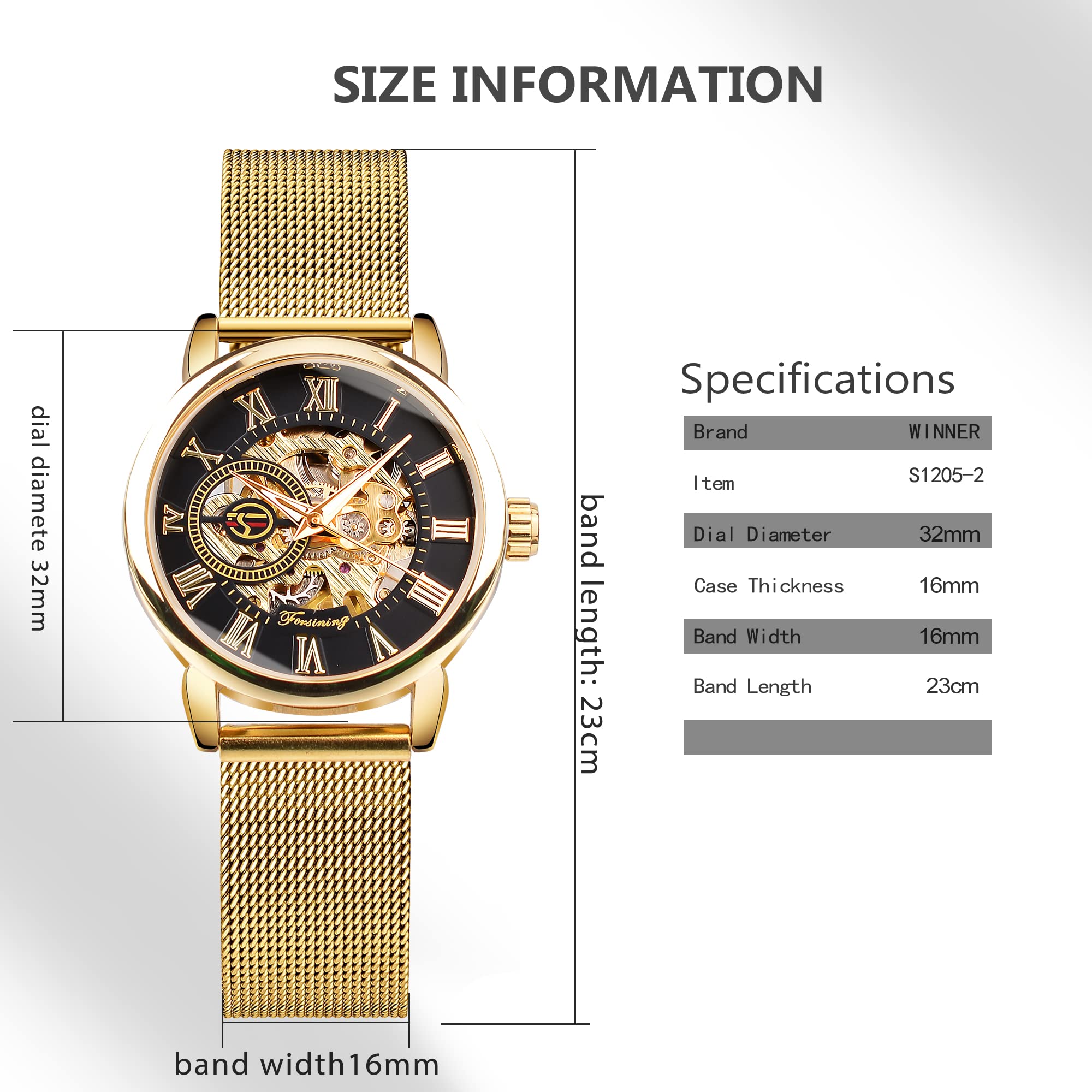 FORSINING Steampunk Watches Women's Skeleton Watch Golden Mechanical Watch for Women Minimalist Retro Design Staempunk Mechanical Skeleton Wrist Watch Transparent