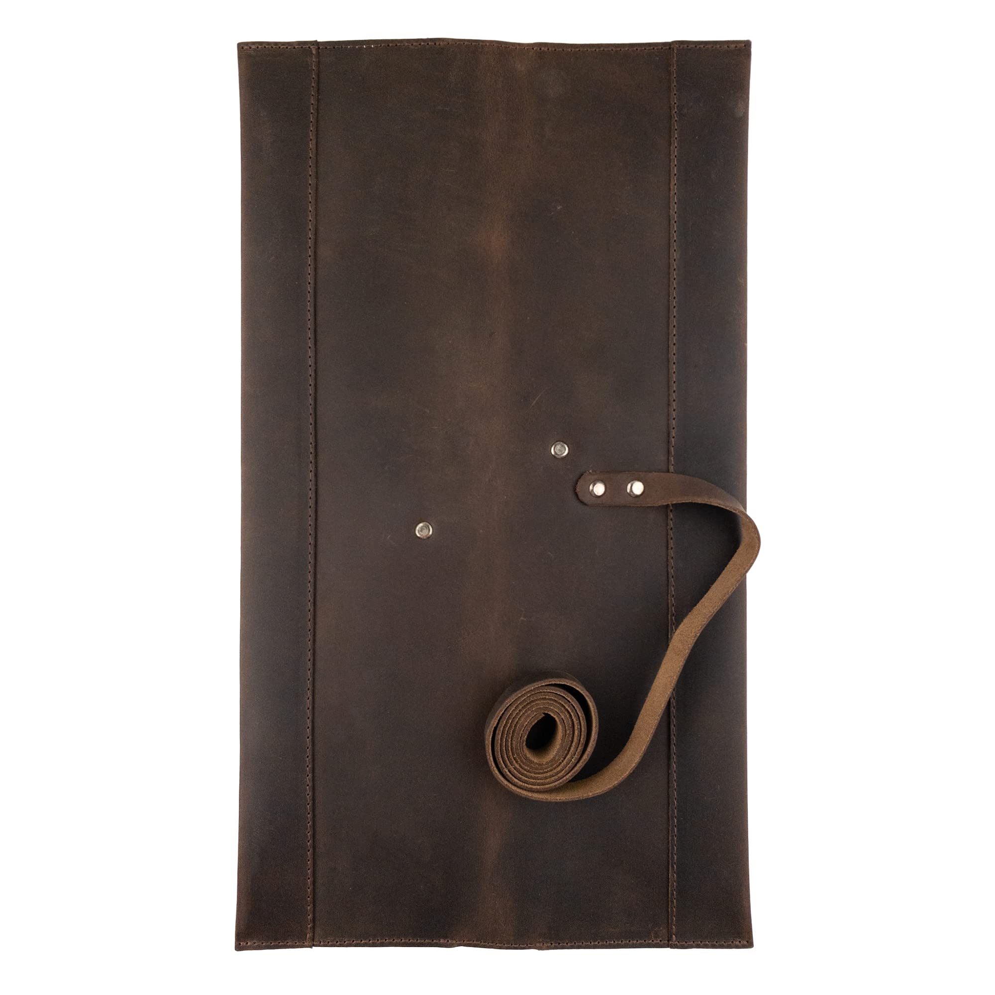 Cast Leather Co., Double Knife Roll for Chefs and Cooks, Vertical Case for Knives, Culinary Accessories, Carry-On Bag for Traveling, Full Grain Leather, Handmade, Bourbon Brown