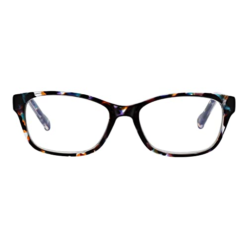 Vera Bradley Women's Readers, 2.25 Power, 30% Blue Light Filtering, Spring Hinge Comfort, Cloud Vine Multi Rectangular Reading Glasses, 2.5