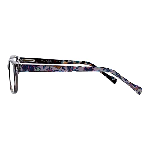 Vera Bradley Women's Readers, 2.25 Power, 30% Blue Light Filtering, Spring Hinge Comfort, Cloud Vine Multi Rectangular Reading Glasses, 2.5