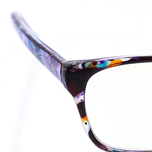 Vera Bradley Women's Readers, 2.25 Power, 30% Blue Light Filtering, Spring Hinge Comfort, Cloud Vine Multi Rectangular Reading Glasses, 2.5
