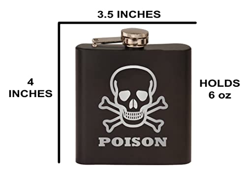 Rogue River Tactical Funny Poison Skull and Crossbones Stainless Steel Hip Flask Premium Matte Black Makes a Great Gift For Him Dad Father Gag Joke Gift