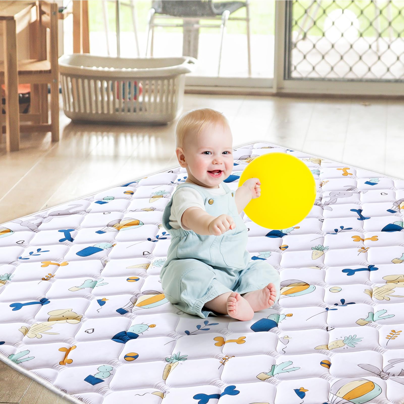 Premium Baby Play Mat 50" X 50", Thicken Foam One-Piece Crawling Mat, Non-Slip Cushioned Baby Playmats for Infants, Babies, Toddlers, Foldable and Machine Washable