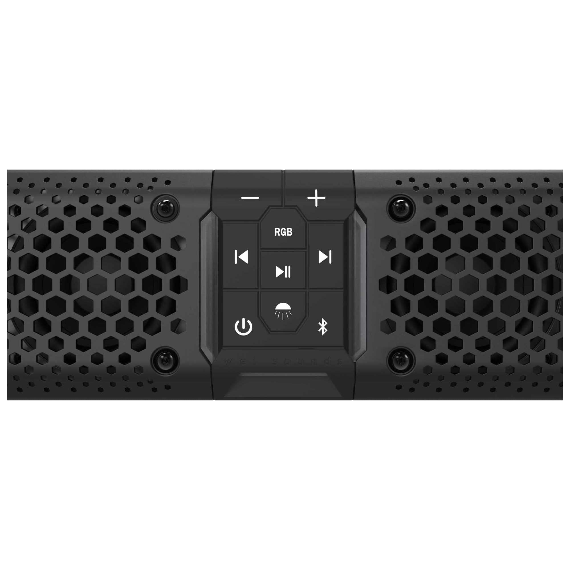wet sounds Stealth XT 6-B - All-in-One IP67 Weatherproof 300-Watt Amplified Bluetooth 6-Speaker Soundbar with Remote - Black