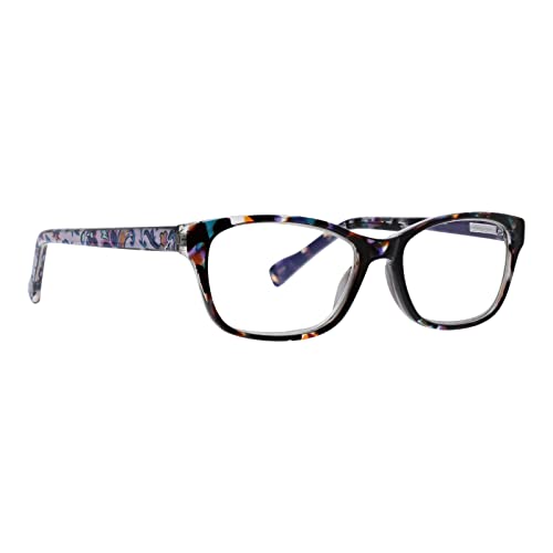 Vera Bradley Women's Readers, 2.25 Power, 30% Blue Light Filtering, Spring Hinge Comfort, Cloud Vine Multi Rectangular Reading Glasses, 2.5