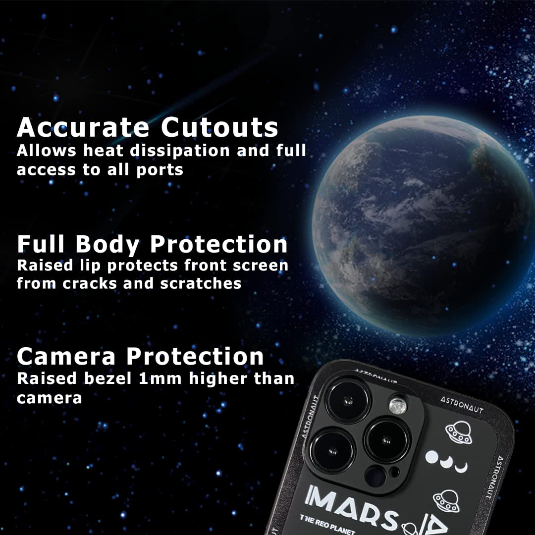 SUIMITAO for iPhone 13 Pro Max Case Cute Astronaut Cartoon Compatible with iPhone 13 Pro Max Case Space Cool Design Mars Phone Case Black