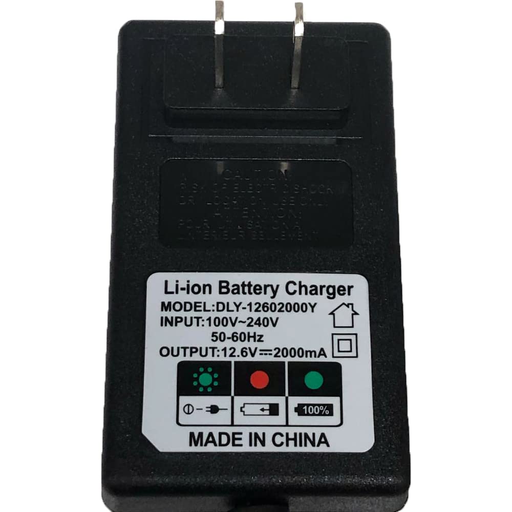 12.6V 2A Fast Li-ion Battery Charger AC/DC for Most 12V Massager and Other 11.1V 10.8V 3Series Lithium Ion Battery Pack Charge DC 5.5X 2.5mm / 2.1mm with Charging Status Light