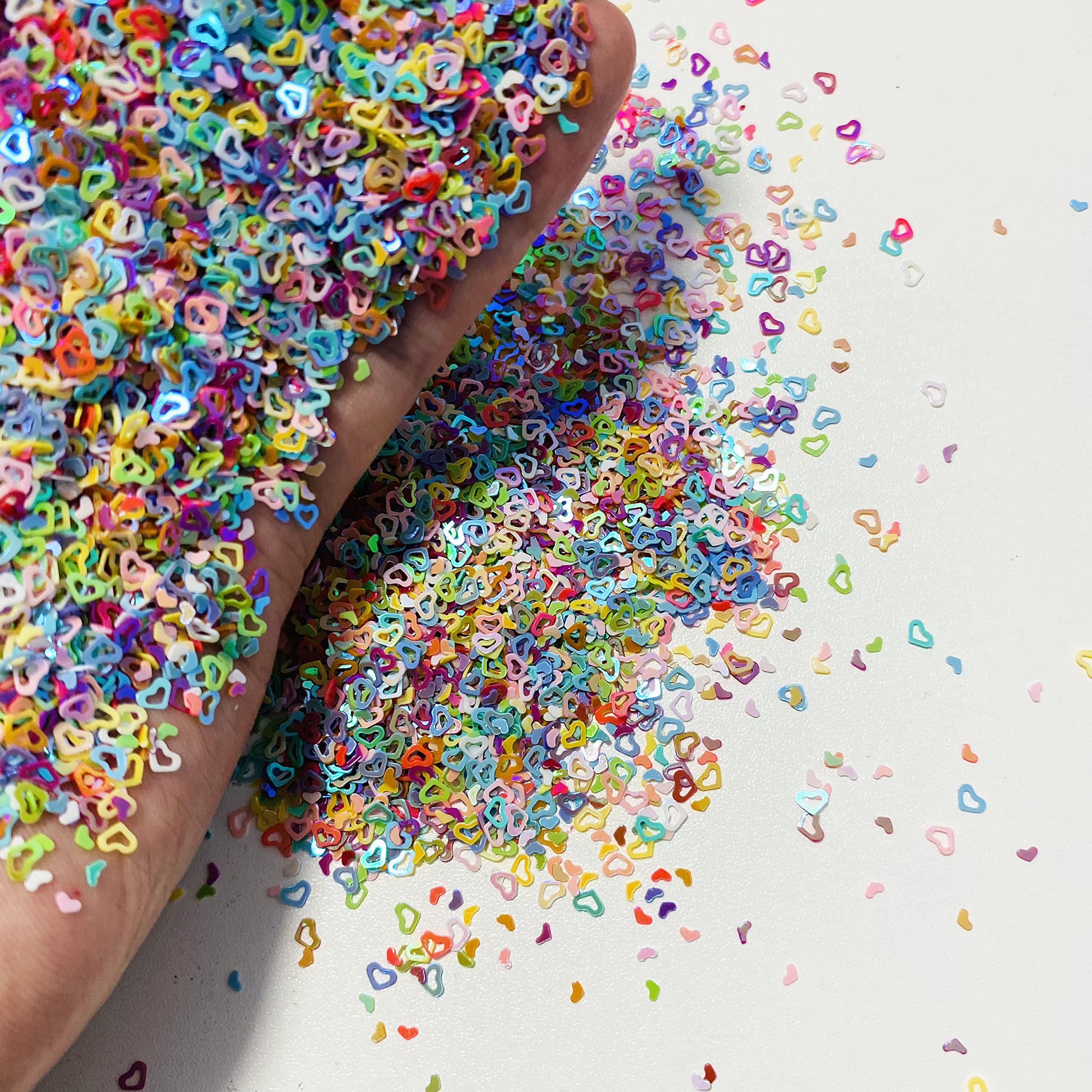 6000 Pieces 3mm Hollow Heart Shaped Party Glitter Confetti for Tumblers, Slime Supplies,Resin Craft,Festival Party,Home Party Decorations (mixed color)
