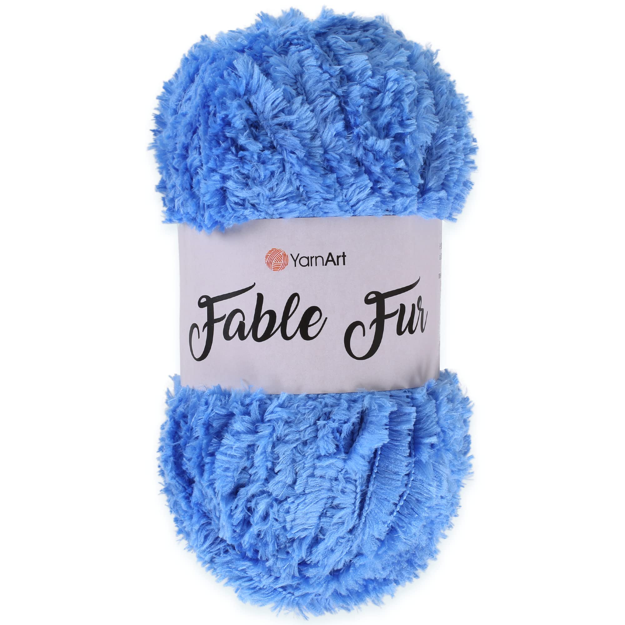 1 Skein YarnArt Fable Fur Yarn for Knitting and Crocheting Baby Clothes, Blankets and Accessories, 100% Micro Polyester, 100 gr (3.5 oz) / 100 m (109 Yards) Blue - 974