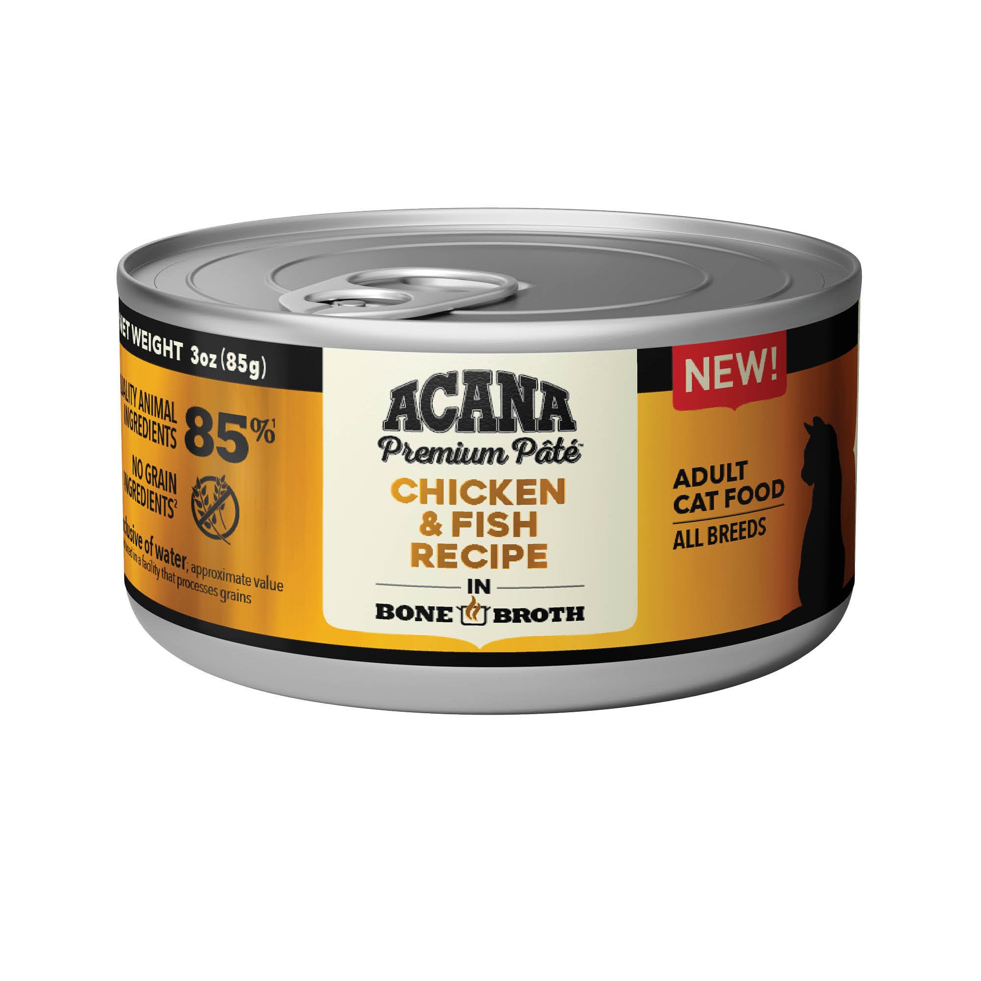 ACANA PREMIUM PATE Wet Cat Food, High Protein Chicken and Fish in Bone Broth Recipe, 3 oz (Case of 24)