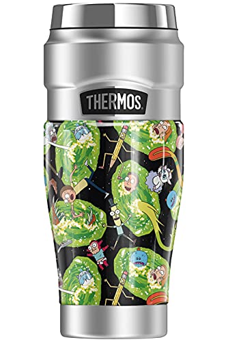 THERMOS Rick and Morty Portal Mayhem STAINLESS KING Stainless Steel Travel Tumbler, Vacuum insulated & Double Wall, 16oz