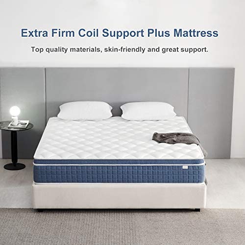 Jingxun King Mattress 14 inch Innerspring Mattress Strong Support Pocket Spring Hybrid Mattress Pressure Relief Bed in a Box Medium Firm Bed Mattress,76"*80"*14"