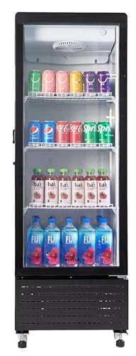 PremiumLevella Glass Door Display Refrigerator 7.6 cu ft Commercial Beverage Cooler Merchandiser With Sleek LED Light Strip