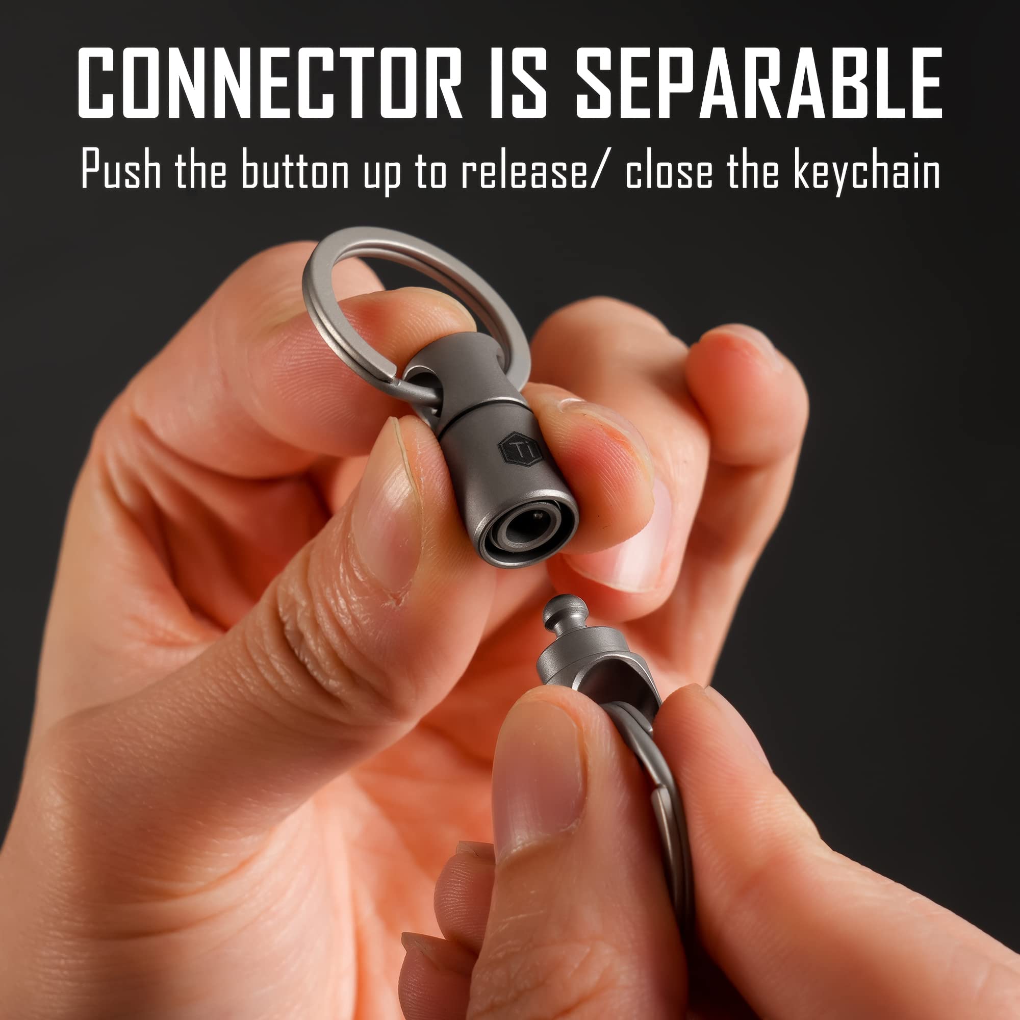 KeyUnity KA24 Detachable Key Ring Connector, Double-end Swivel Keychain Titanium Rotatable Key Organizer Linker for Carabine