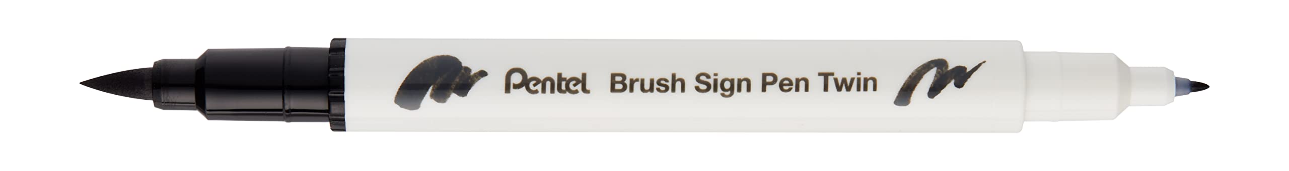 Pentel Brush Sign Pen Twin Tip Black - Pack of 10