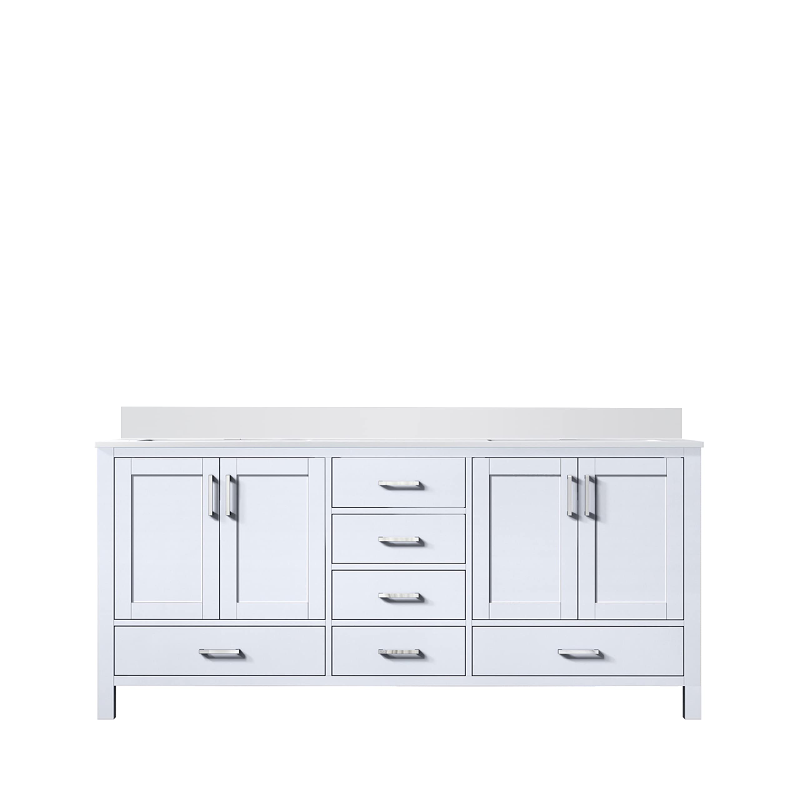 Bell+Modern Big Sur 72 in. W x 22 in. D White Double Bath Vanity and White Quartz Top